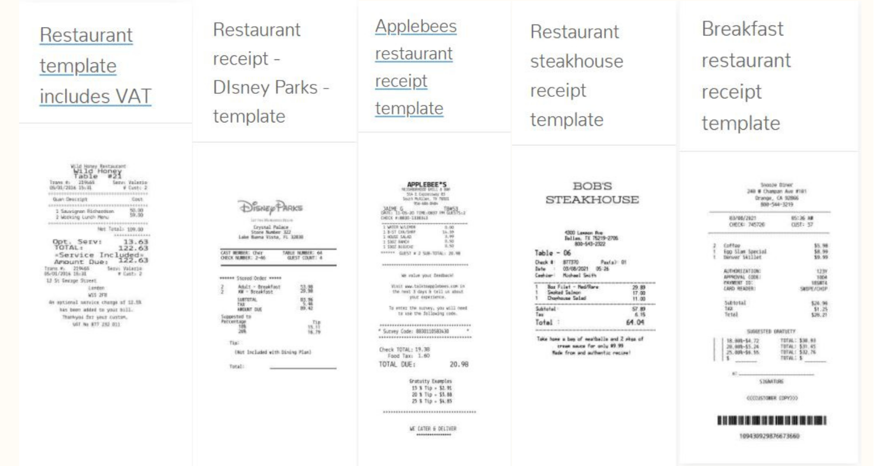 Receipt Template for Restaurant Receipts – expenseFAST